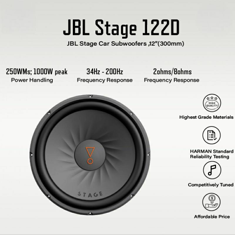 Jual Subwoofer 12 inch JBL STAGE 122D Double Coil Magnet Subwofer Mobil ...