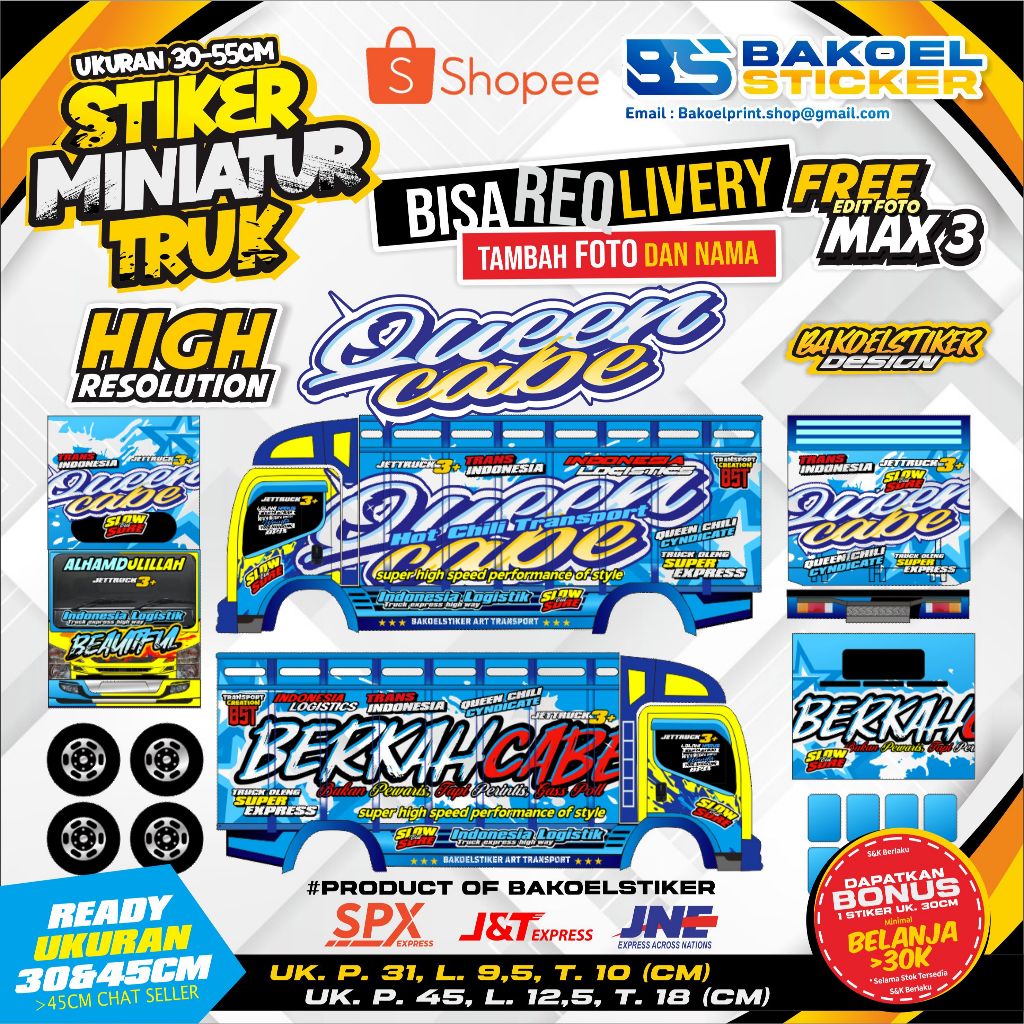 Jual Stiker Miniatur Truk Oleng New bst Design uk. 30-55cm | Shopee ...