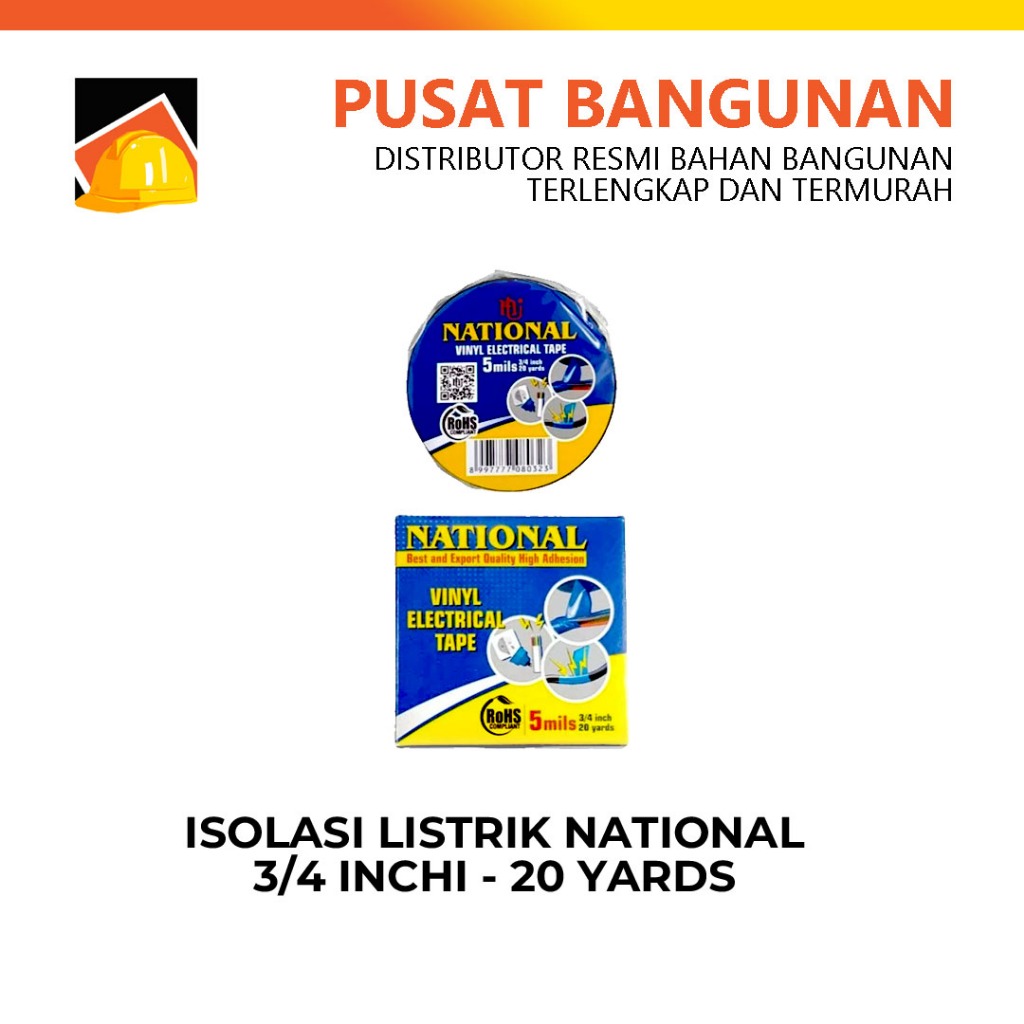 Jual Isolasi kabel listrik hitam NATIONAL 18m 20y murah sunfine hoki ...