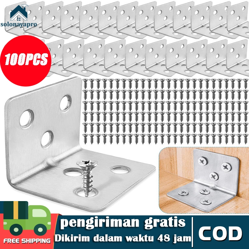 Jual 100pcs Bracket Siku/Siku Penyangga Rak Dinding/Plat Siku Ambalan L ...