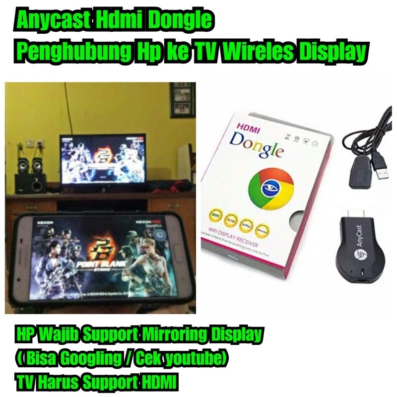 Jual Anycast Hp ke TV LED wireles display Hdmi dongle penghubung layar ...