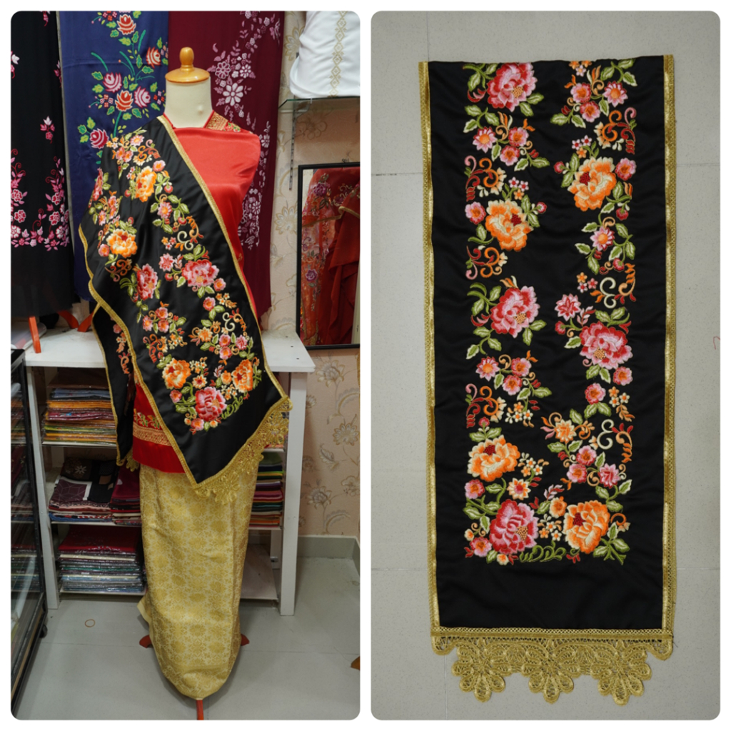 Jual Selendang koto gadang lebar 38 cm bahan cavali bordir motif suji ...