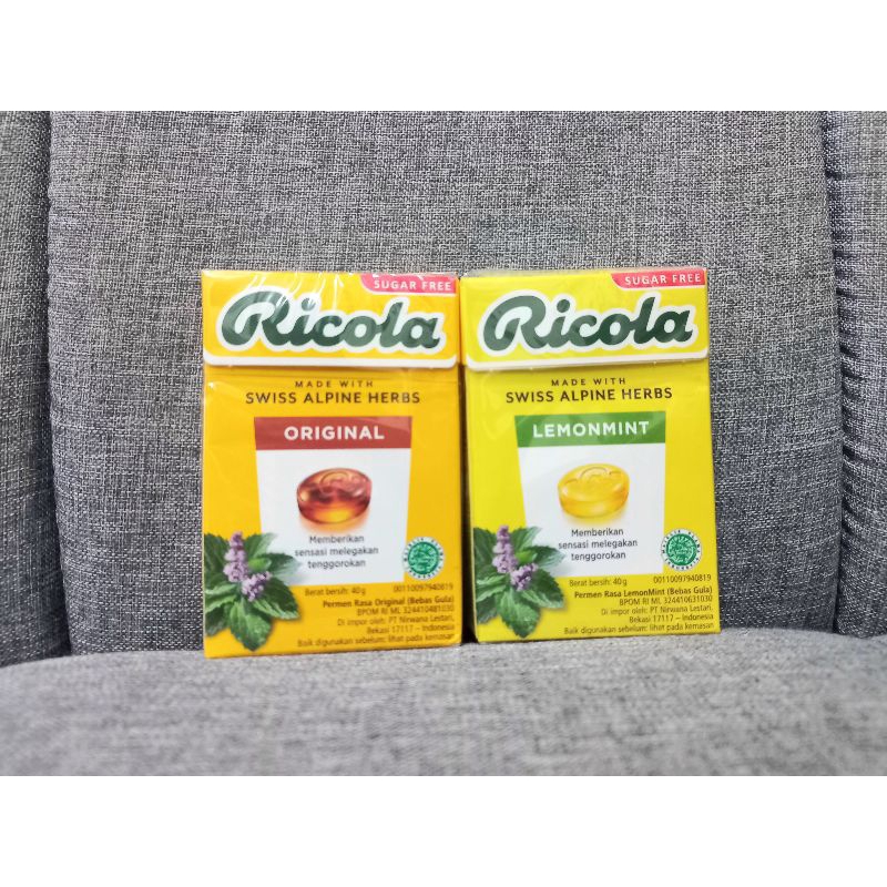 Jual Ricola Sugar Free Swiss Alpine Herbs 40 Gram Rasa Original dan Lemon Mint - Permen Pelega ...