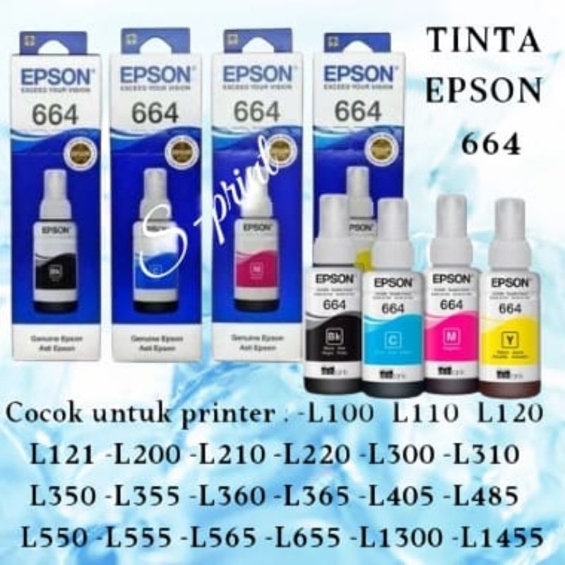 Jual Tinta Epson 664 Black Original Untuk Printer Tipe L121 L210 L310 ...