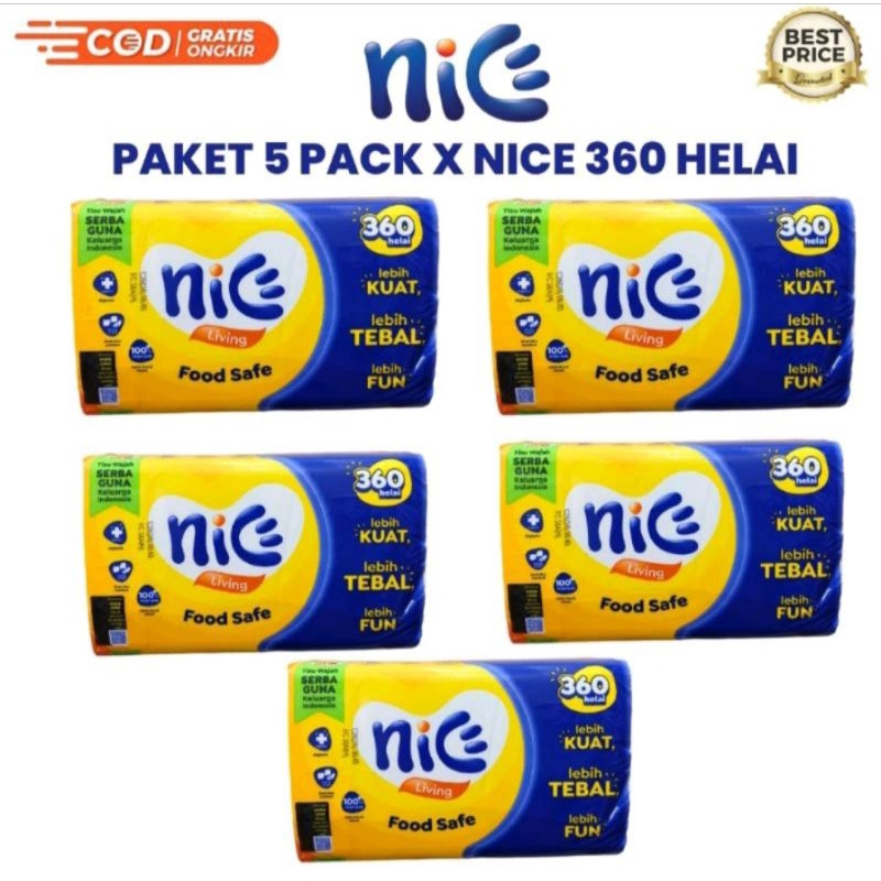 Jual Tissue Nice 360 Helai Paket 5 Pack | Shopee Indonesia