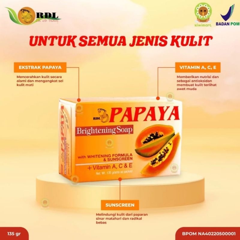 Jual RDL PAPAYA BRIGHTENING SOAP 135GR (SABUN) | Shopee Indonesia