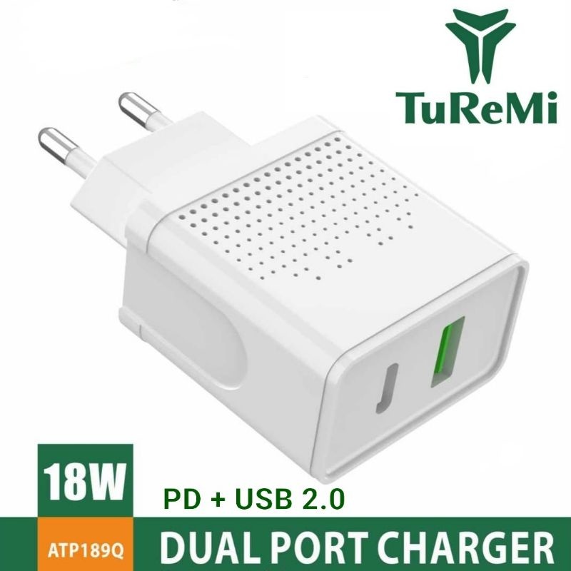 Jual TuReMi ATP-189Q Charger Adaptor Fast Charging 18W Dual Port PD ...