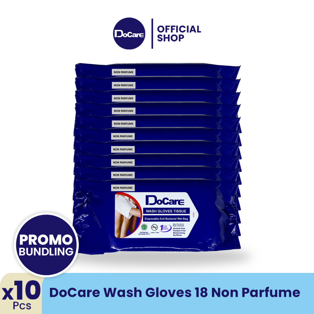 Jual [Promo Bundling 10 Pack] - DoCare Wash Gloves 18 sheet Non Parfume ...