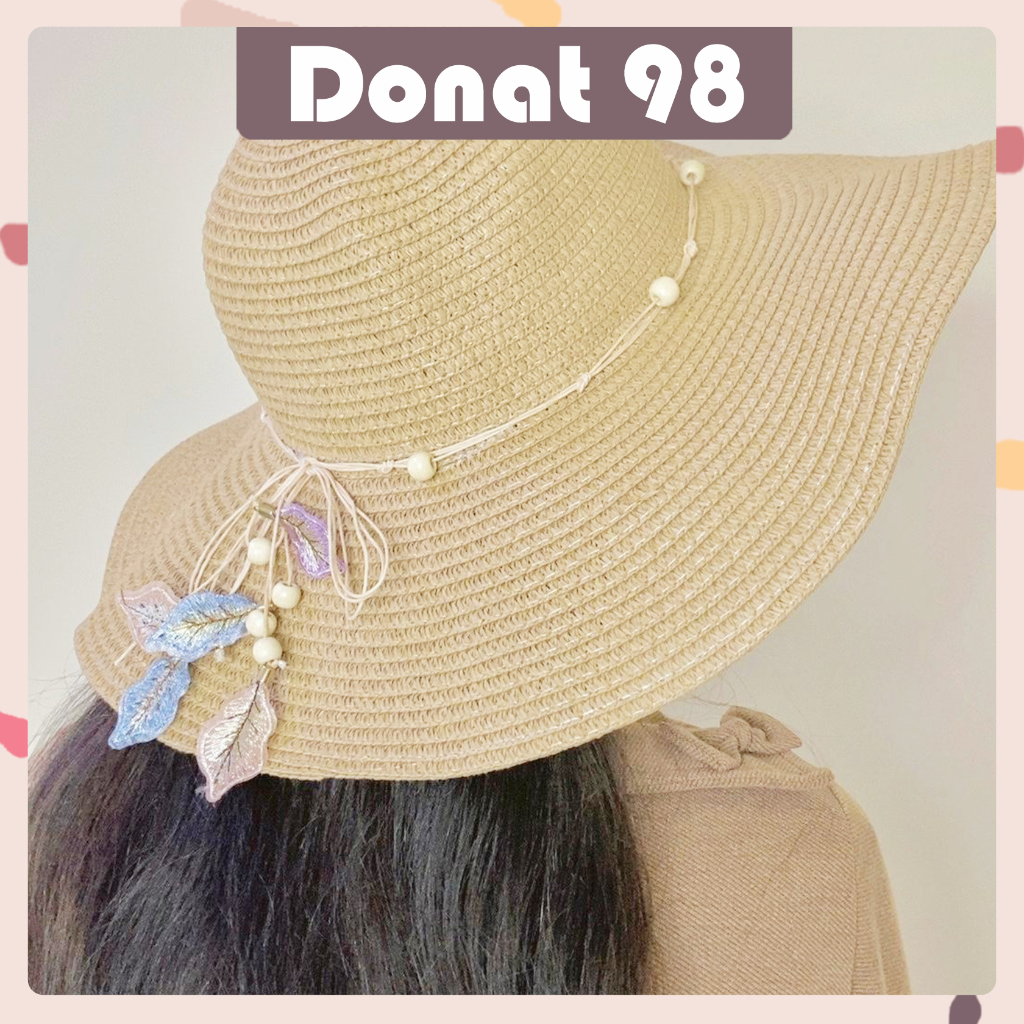 Jual Donat - Topi Rajut Jerami Visor Lebar Topi Pantai Wanita Gaya Bohemian Casual | Shopee ...
