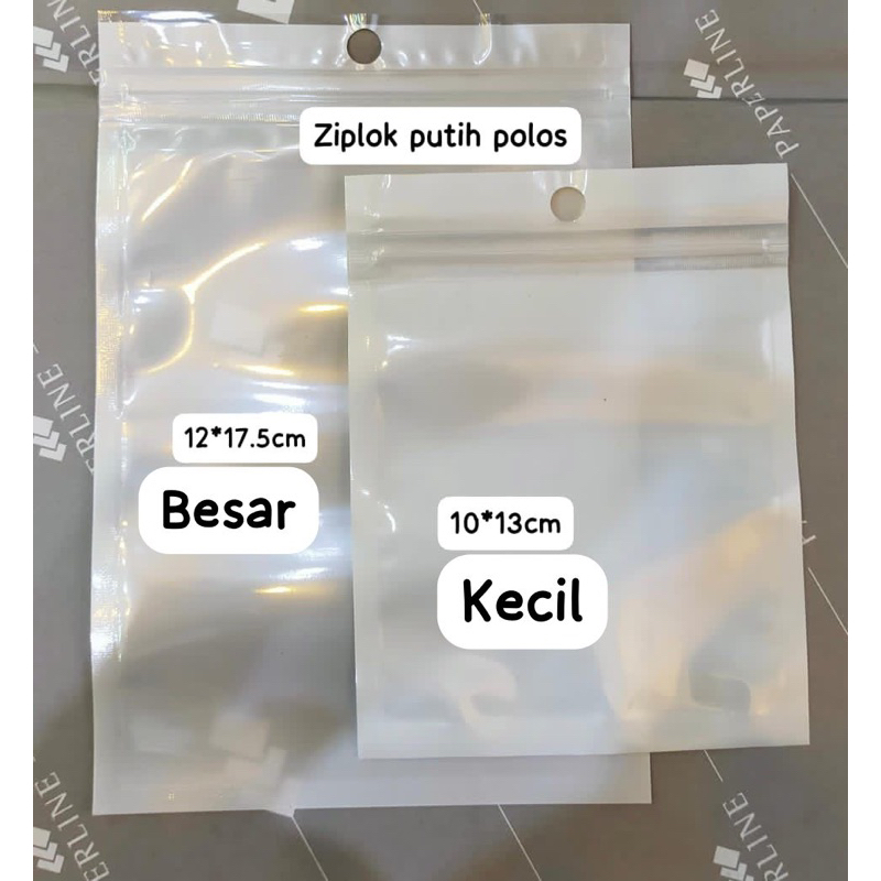 Jual plastik ZIPLOCK clip putih polos ukuran besar 10 x 13 dan 12 x 17.5 cm zip lock manik serok ...