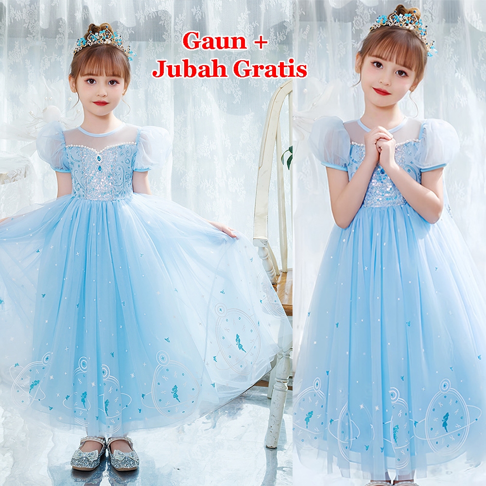 Jual Gaun Cosplay Elsa Frozen Sequin untuk Anak Perempuan Gaun Pesta ...