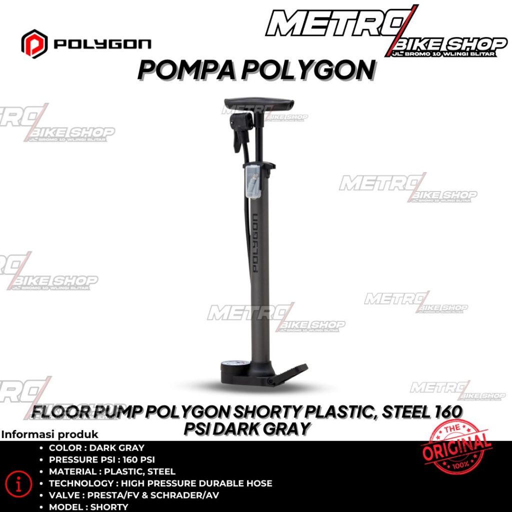 Jual Pompa sepeda Polygon Shorty dual head 160 PSI AV/FV pompa ban ...
