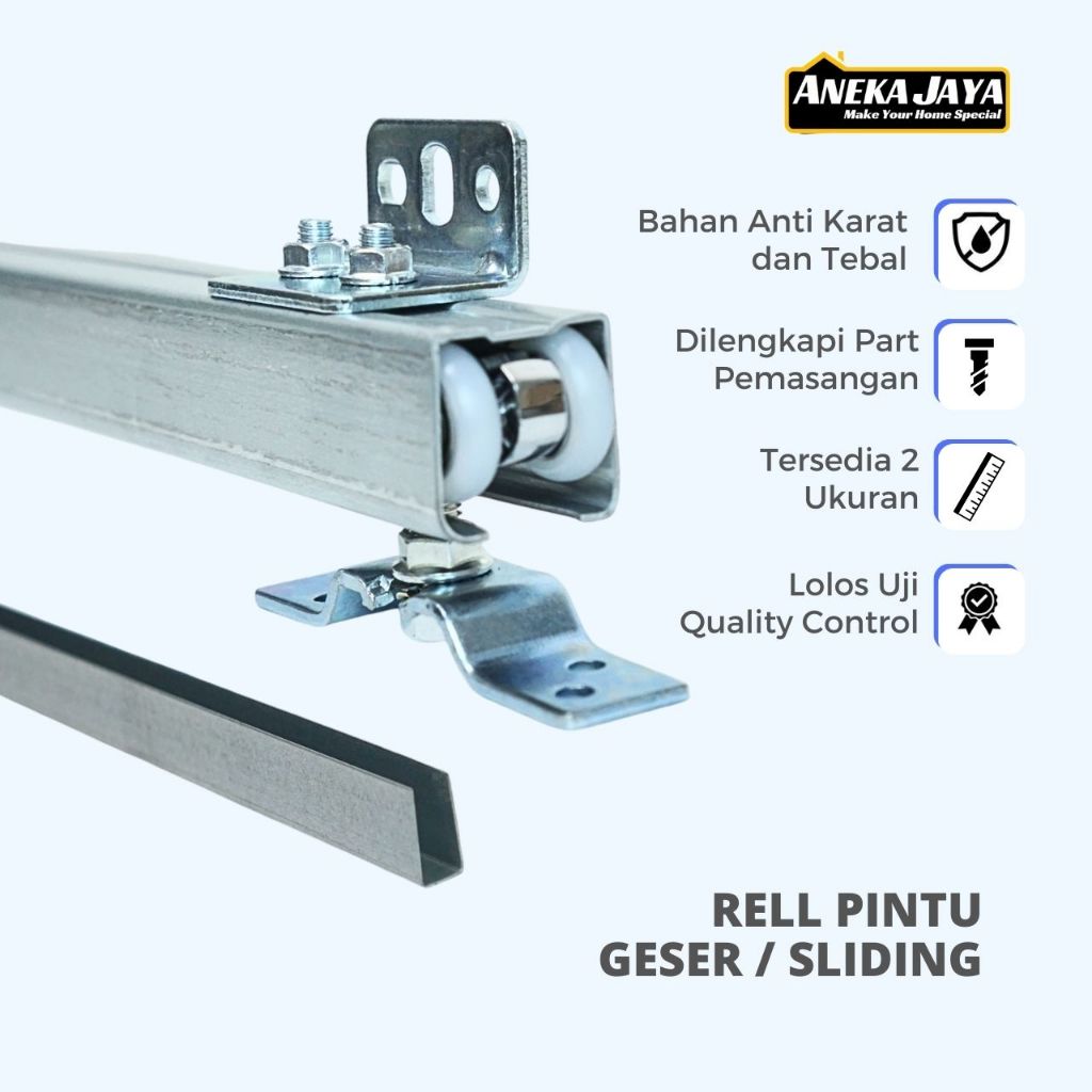 Jual Rel Pintu Geser Panjang 210 Dan 180 Cm Rail Komplit Set Gantung Door Tebal Track Stainlees ...
