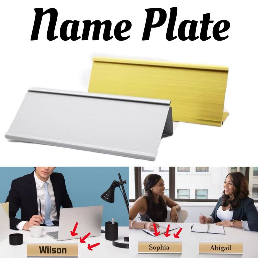 Jual Papan Nama Meja Kantor Aluminium Desk Sign Holder Name Plate ...