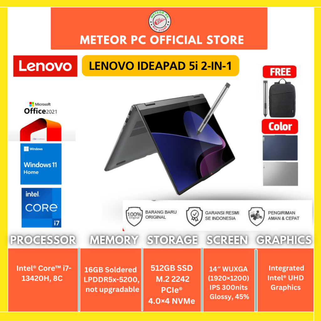 Jual Lenovo IdeaPad 5 2-in-1 14IRH9 11ID 12ID /Core i7-13620H/16GB ...