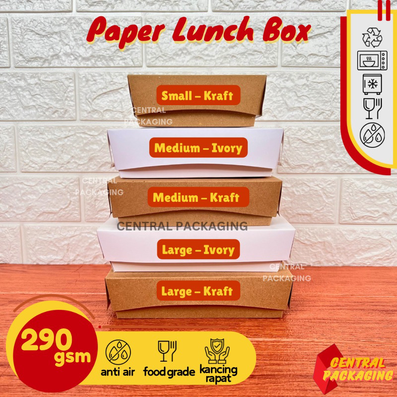 Jual [ECER] PAPER LUNCH BOX KRAFT IVORY SMALL MEDIUM LARGE RAKIT ...