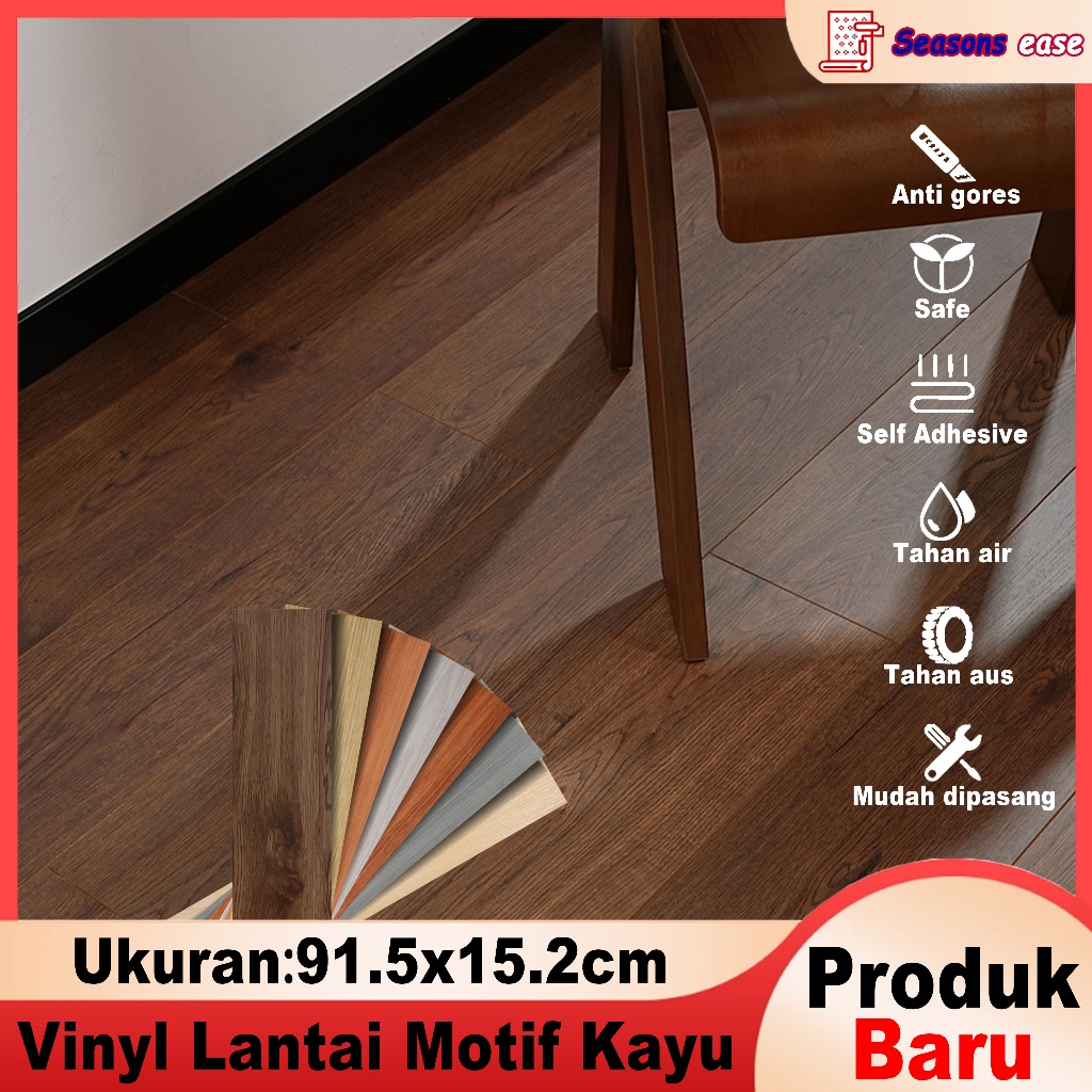 Jual Seasons Ease - Stiker Lantai Vinyl Motif Kayu Parket 91.5x15.2cm | Tahan Air, Api & Minyak ...