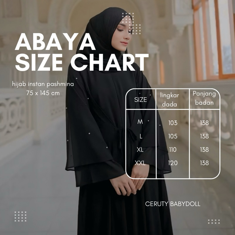 Jual gamis Abaya hitam Ameena Plus hijab Pashmina Bahan Ceruty Babydoll ...