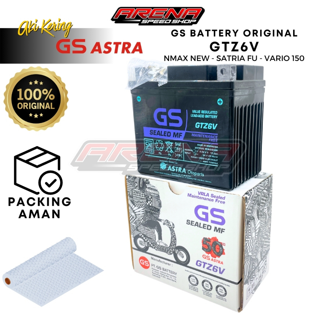 Jual Accu GS GTZ6V 12V 5 Amphere - Aki Kering NMax New Vario 125 PCX 150 GSX Satria FU Original ...