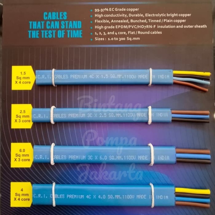 Jual Kabel pompa satelit / submersible 3 x 4mm-100meter | Shopee Indonesia