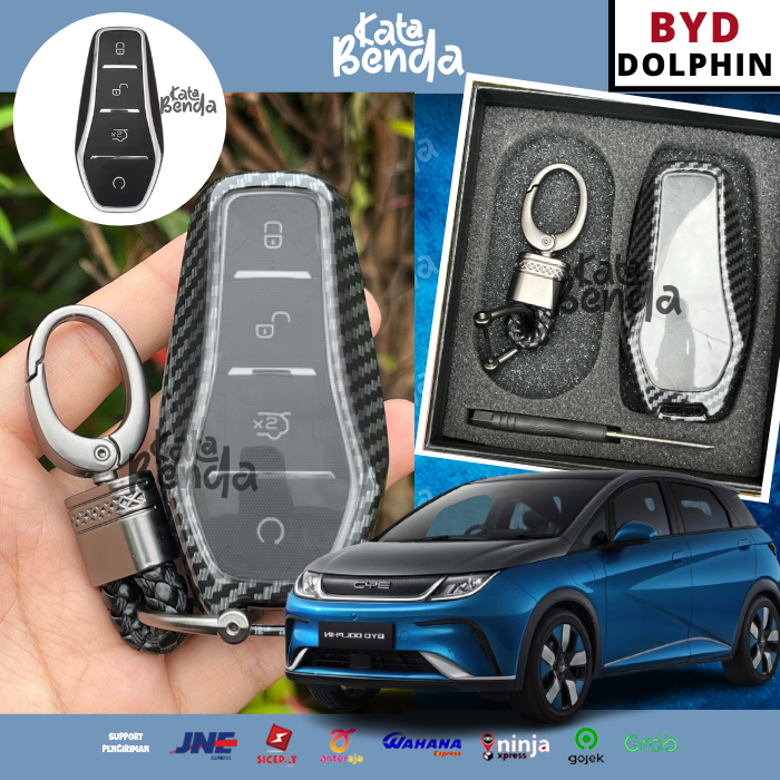 Jual Cover Remote Carbon BYD Dolphin 2024/2025 Kunci Casing Smartkey ...