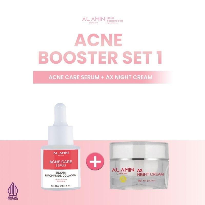 Jual Acne Booster Set (Ax night cream + Acne care serum/Acne blemish ...