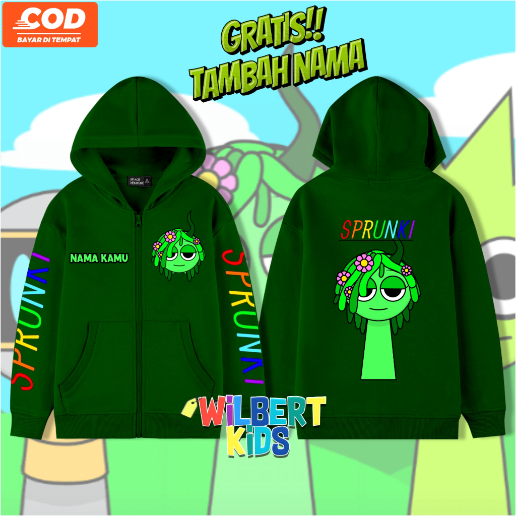 Jual Hoodie Zipper Anak Sprunki Green Vineria Characters / Jaket ...