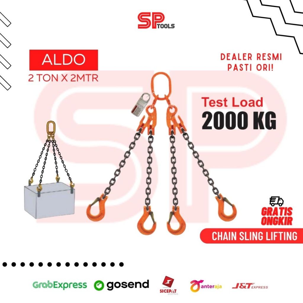 Jual ALAT ANGKAT BARANG RANTAI 4 LEGS / 2 TON X 2 METER / CHAIN SLING ...