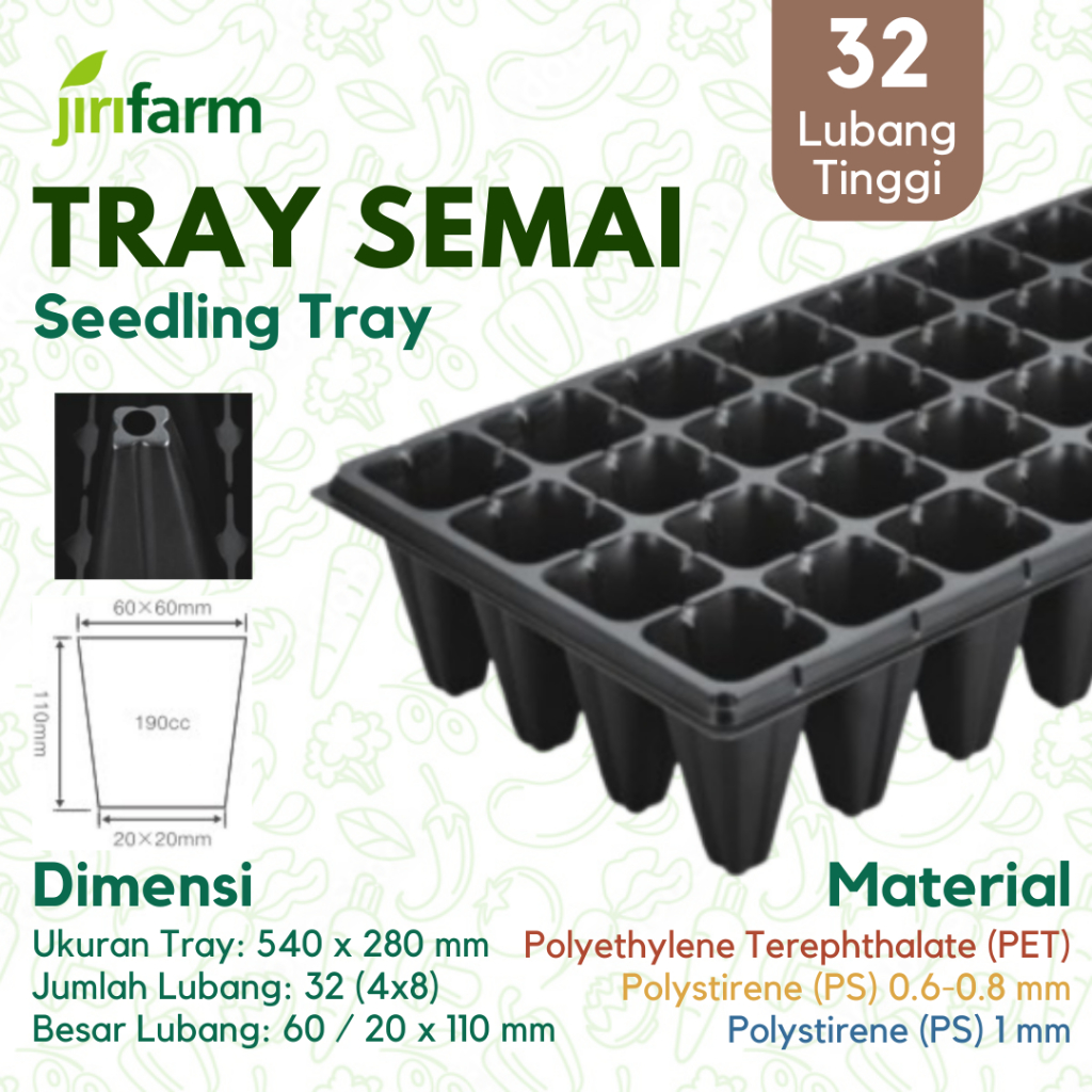 Jual JIRIFARM - Tray Semai Sawit 32 Lubang Tinggi 11 cm Tebal 1 mm ...