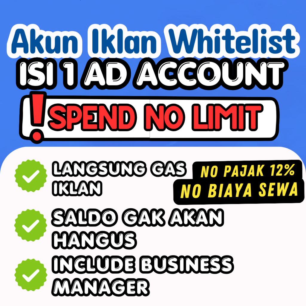 Jual Akun iklan WHITELIST ISI 1 Ad Account Facebook Business Manager Spend/Spent Limit Harian ...