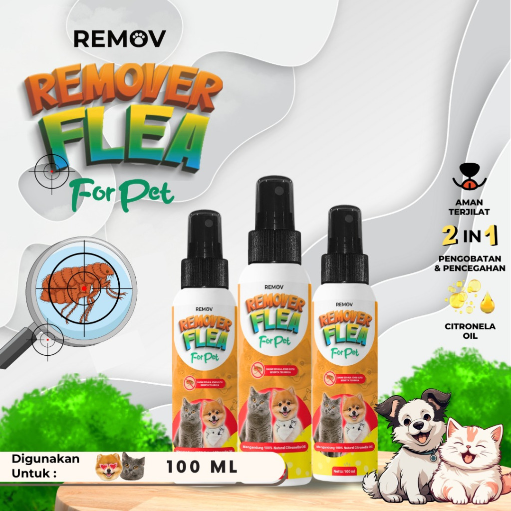 Jual REMOV Flea Remover 100 ml Spray Pembasmi Penghilang Anti Kutu ...