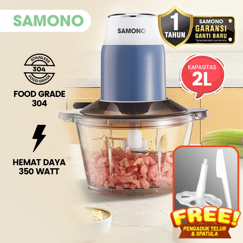 Jual SAMONO Chopper Makanan 350 watt 4 Pisau Mangkok Kaca Penggiling ...