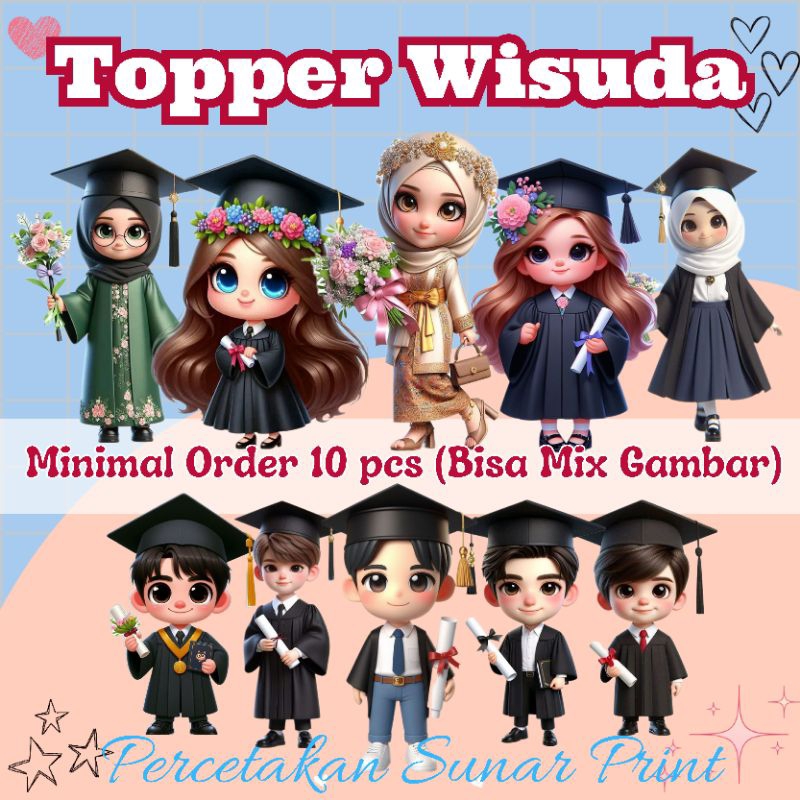 Jual Topper Wisuda Besar (Part2) / Sudah Di Cutting Pola / Topper Buket ...