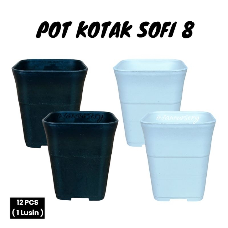 Jual Pot Kotak Sofi 8 Hitam Putih ( 12 PCS ) Pot Bibit Pot Kotak Kecil ...