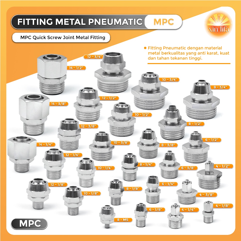 Jual FITTING PUSH IN PNEUMATIC METAL MPC | Shopee Indonesia