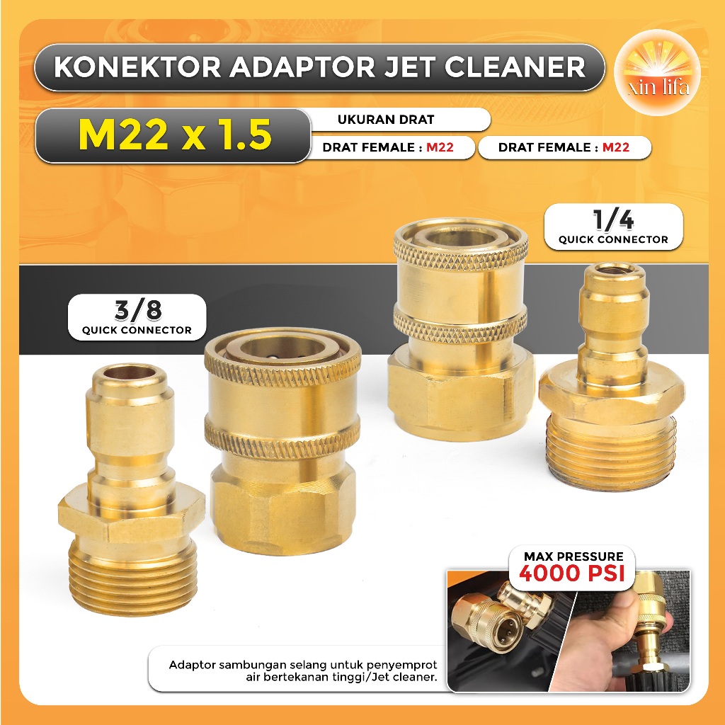Jual UneedTools 2PCS Konektor Adaptor M22 *1.5 Untuk Pressure Washer 1/ ...