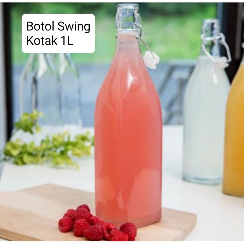 Jual Botol Kaca Tutup Swing 1000ml KOTAK/ Botol Kaca Kombucha Kopi Susu ...