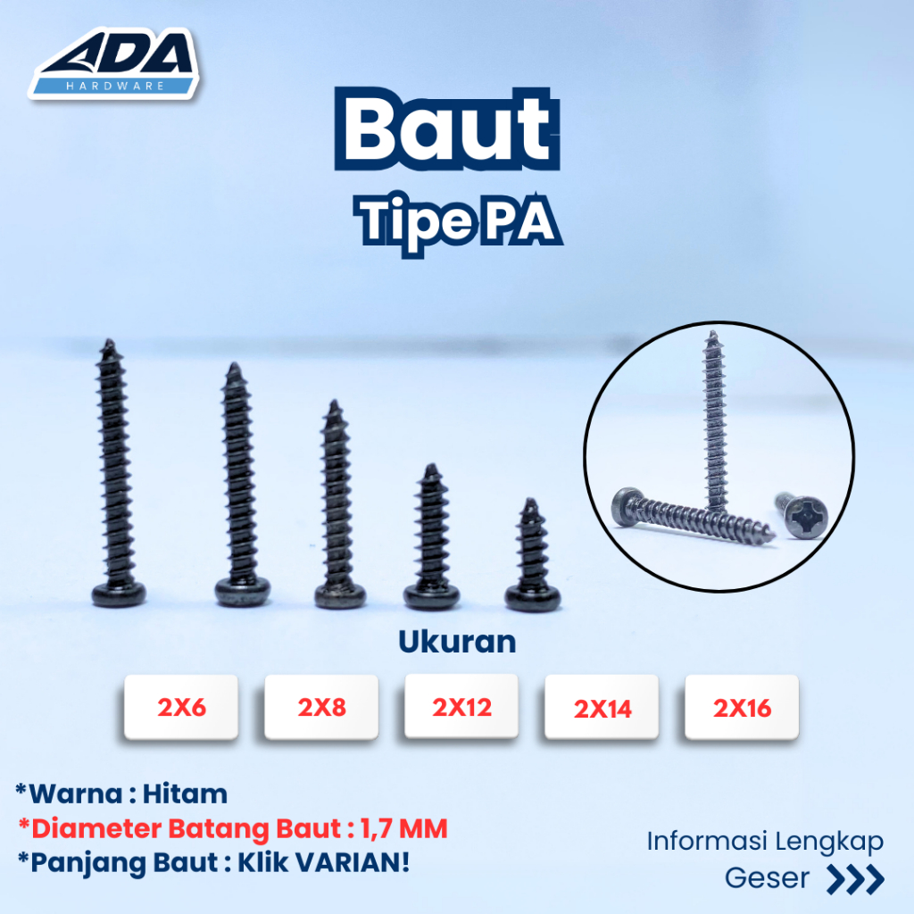 Jual Baut PA Phillips Head Micro Screws Round Head Self-Tapping Sekrup ...