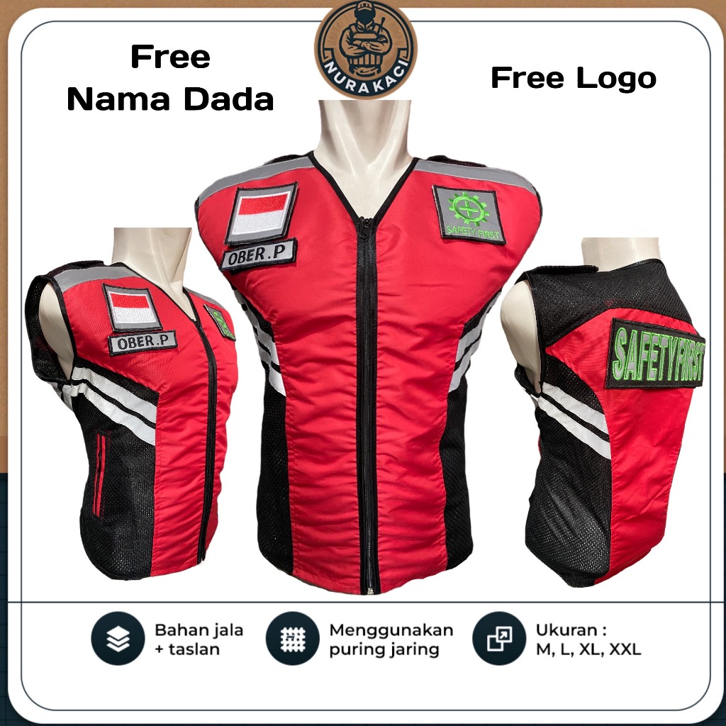 Jual Gratis Nama - Rompi Safety Vest K3 Merah Keselamatan Kerja Proyek ...