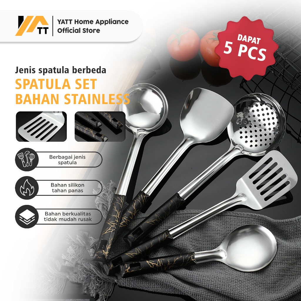 Jual YATT Spatula Gagang Motif Marmer Penggorengan / Sutil Centong ...