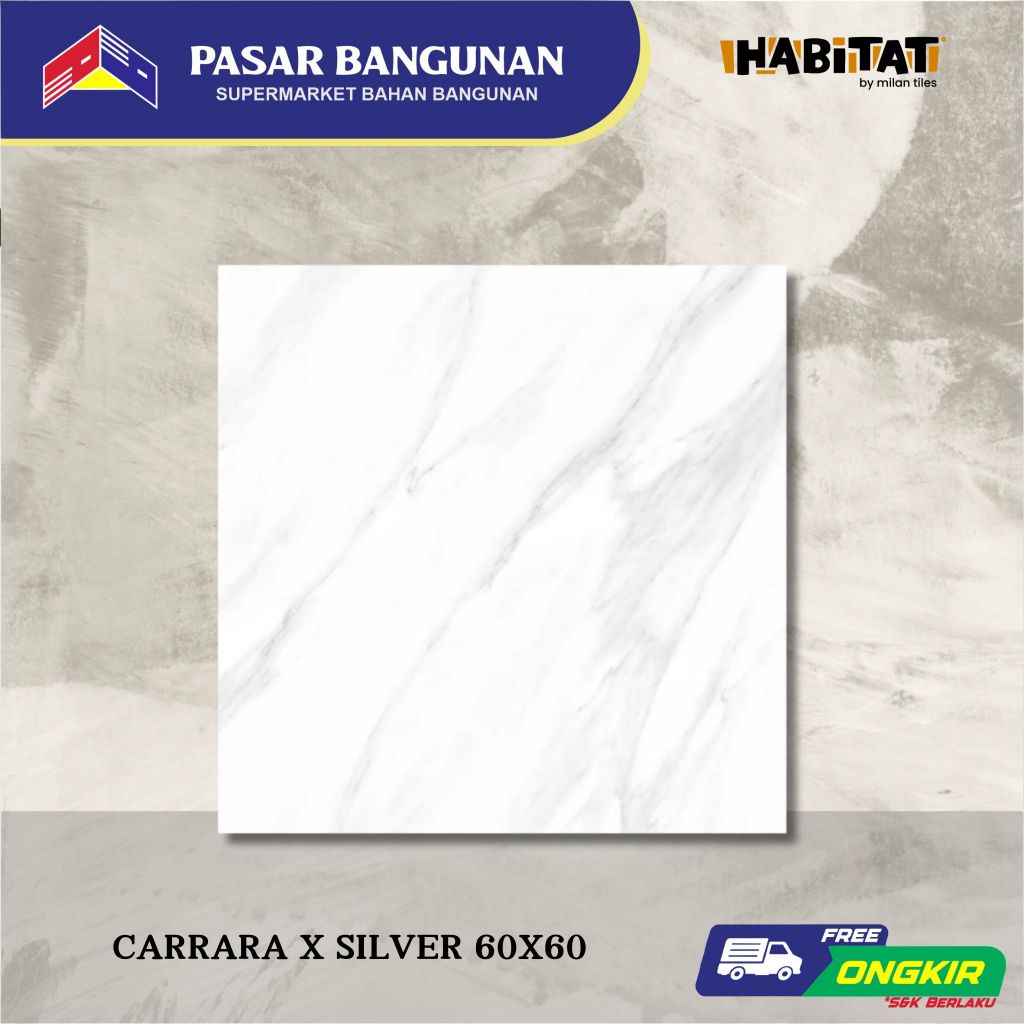 Jual Keramik HABITAT Carara Silver 60x60 Grade B | Shopee Indonesia