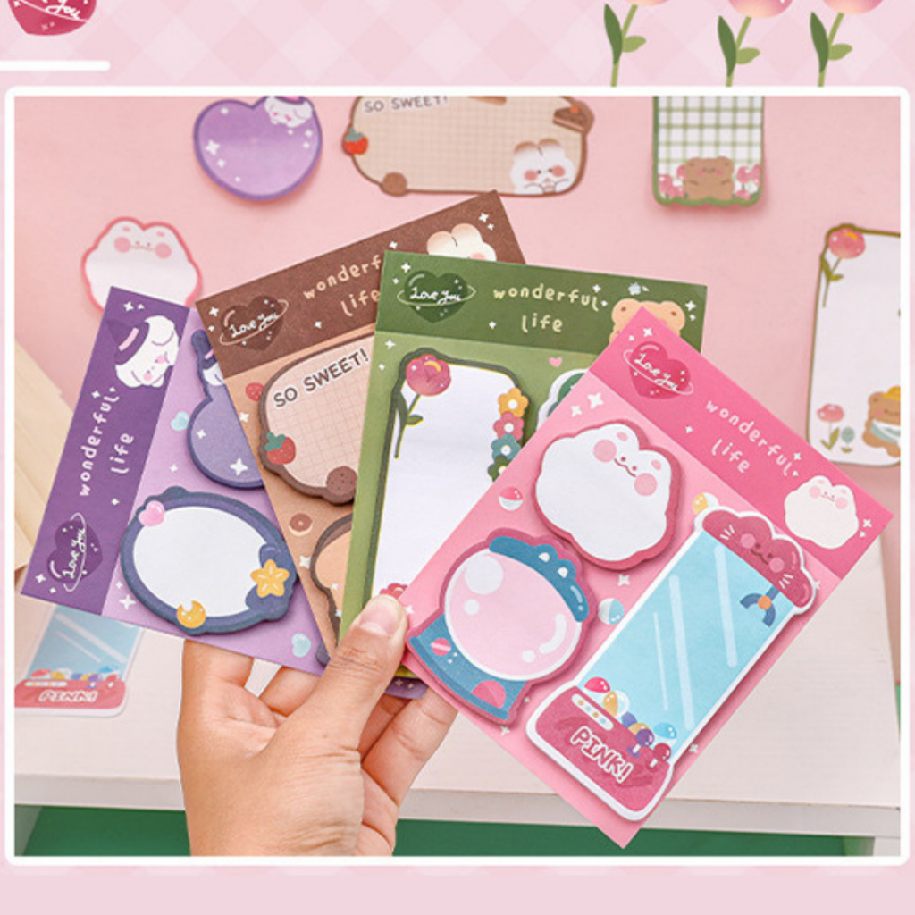 Jual GOJI Sticky Notes Set 3 Motif Isi 60 Lembar Memo Pad Stick Note ...