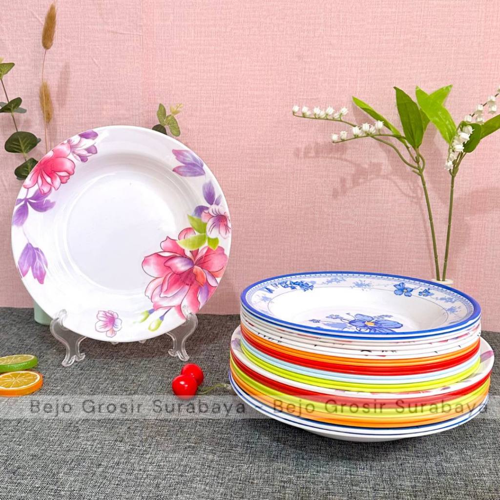 Jual Piring Melamin 9 inch (22,5cm) 10 inch (25cm) Piring Makan Melamin ...