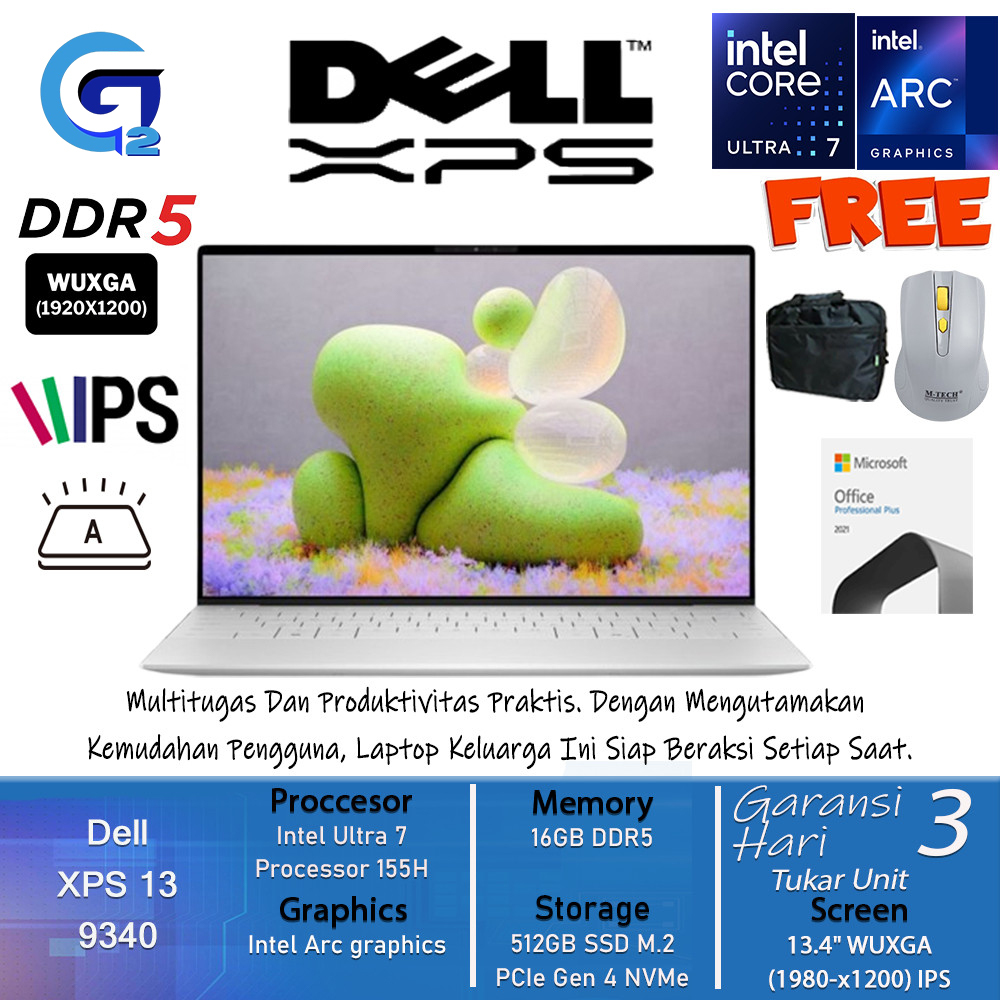 Jual Laptop Dell XPS 13 9340 Intel Ultra 7 155H Ram 16GB DDR5 512GB SSD ...