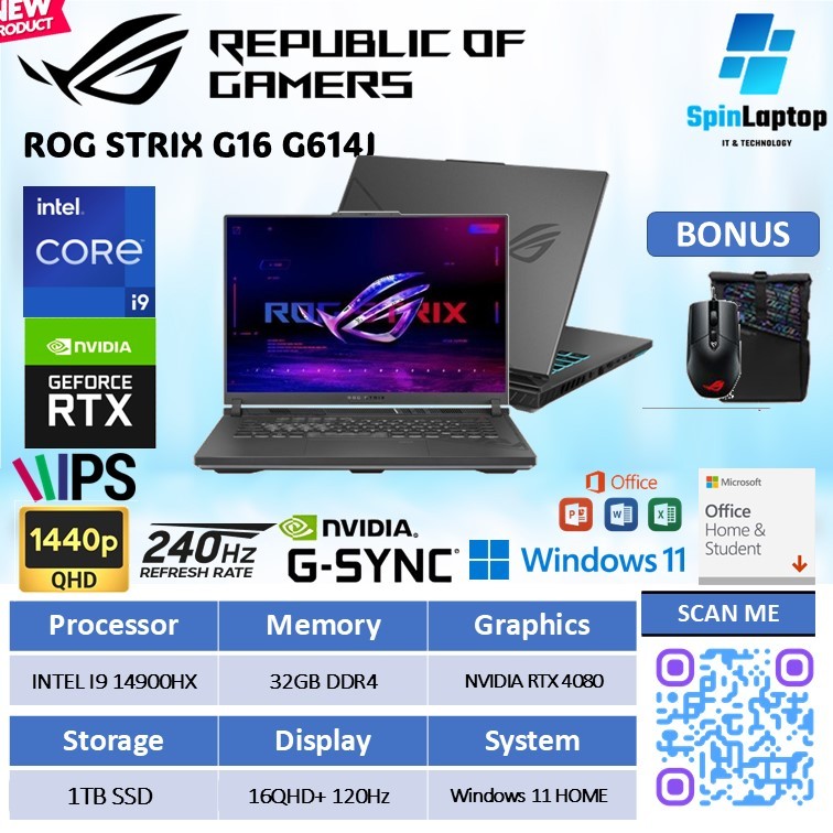 Jual Laptop Gaming Asus ROG Strix G16 G614J core i9 14900HX RTX4080 ...