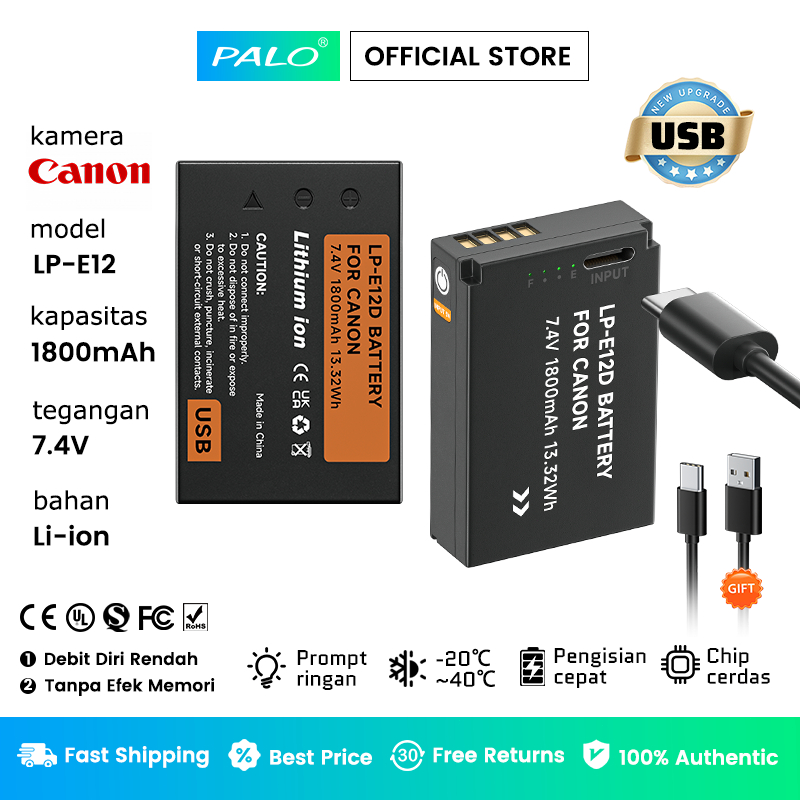 Jual PALO Baterai Kamera LPE12 LP E12 LP-E12 2000mAh Li-ion Baterai Isi yang Dapat Dipenuhi ...