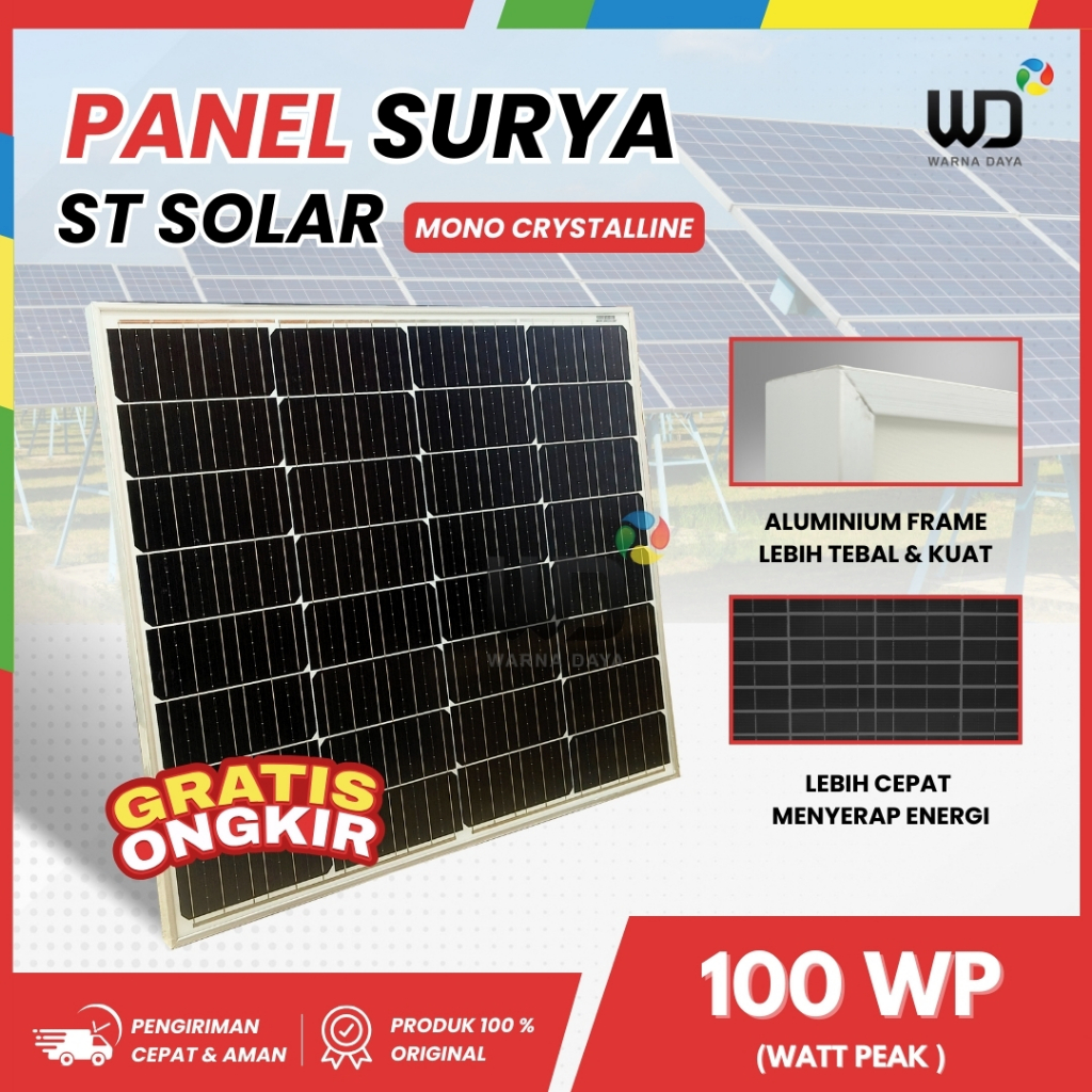 Jual Panel Surya 100wp MONO ST-SOLAR Free Packing Kayu | Shopee Indonesia
