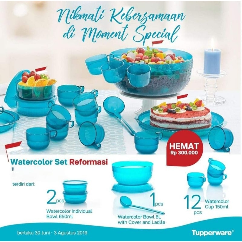 Jual Watercolor set tupperware (biru tosca /pink) | Shopee Indonesia