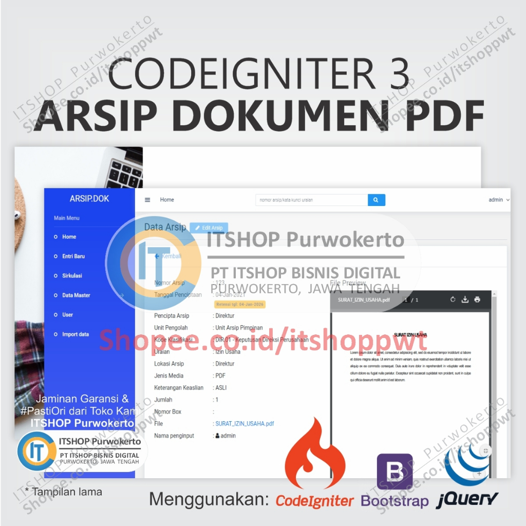 Jual Source Code Aplikasi Web Arsip Dokumen PDF Sirkulasi Dengan Codeigniter 3 MySQL | Shopee ...