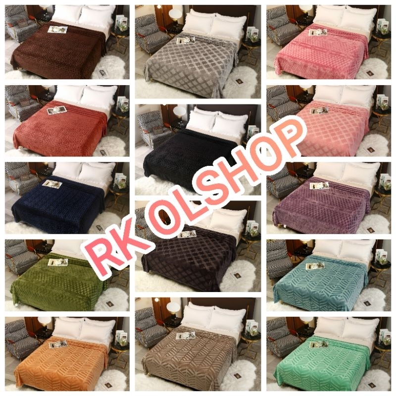 Jual Selimut Polos 3D super king 200x230cm(free tas) | Shopee Indonesia